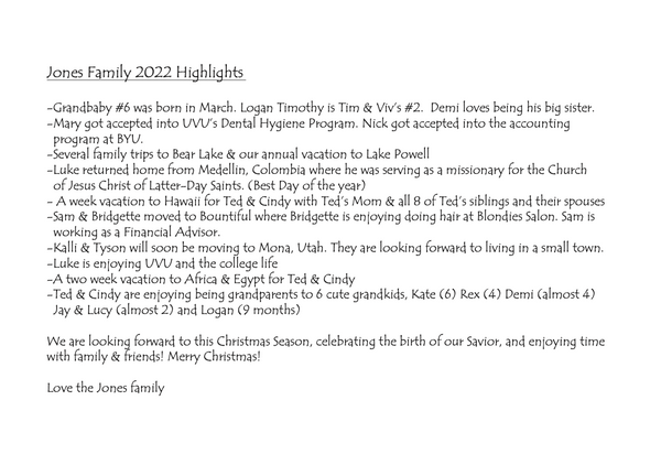 Holiday Card Back//Jones - Stone Mountain Press