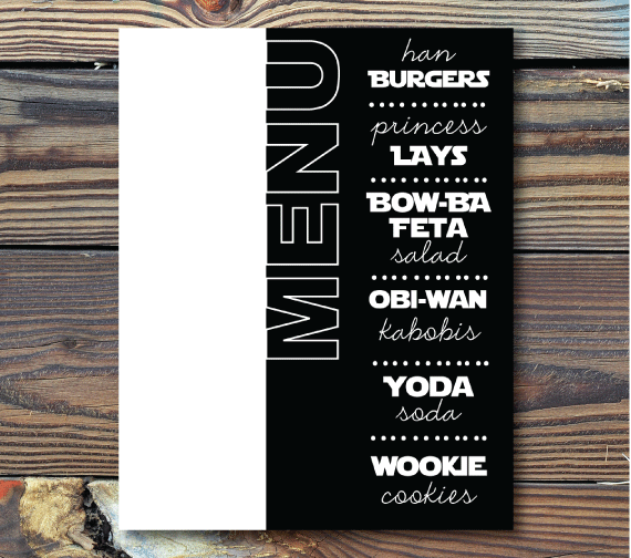 Table Menu-Together We Can Rule the Galaxy(Star Wars) - Stone Mountain ...